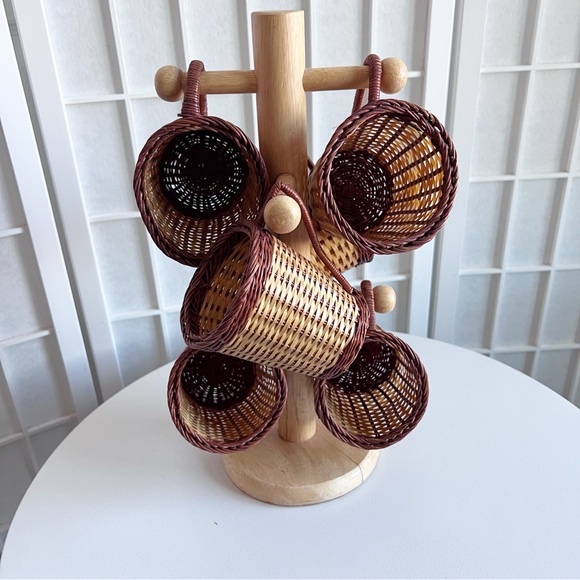 Vintage | Dining | Vintage Wicker Cup Holder Set Of 6 | Poshmark